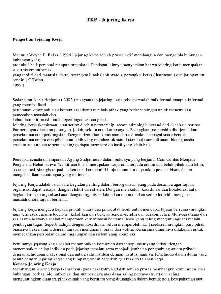 Materi - TKP Jejaring Kerja | PDF