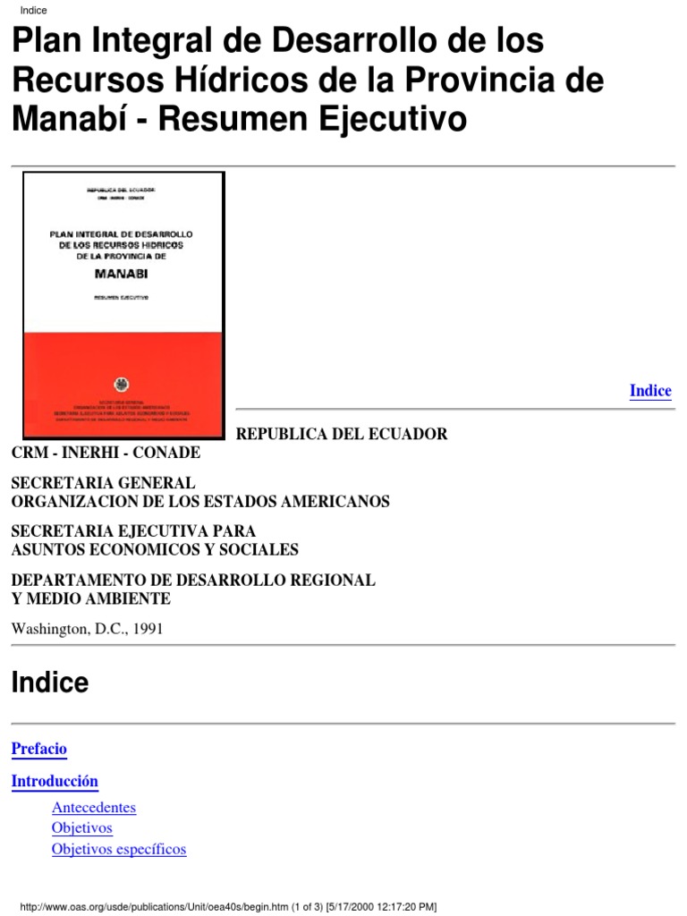 Phima 1990 - Resumen | PDF | Riego | Ecuador