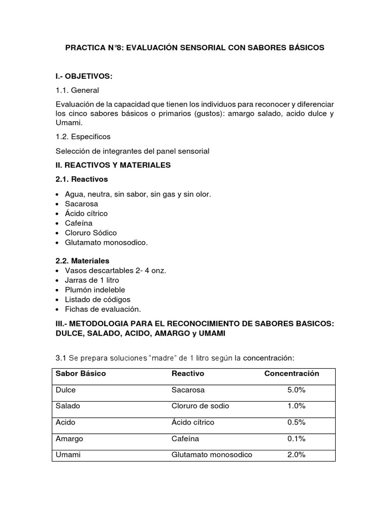 Guía Practica Sabores Básicos | PDF | Sabor | Umami
