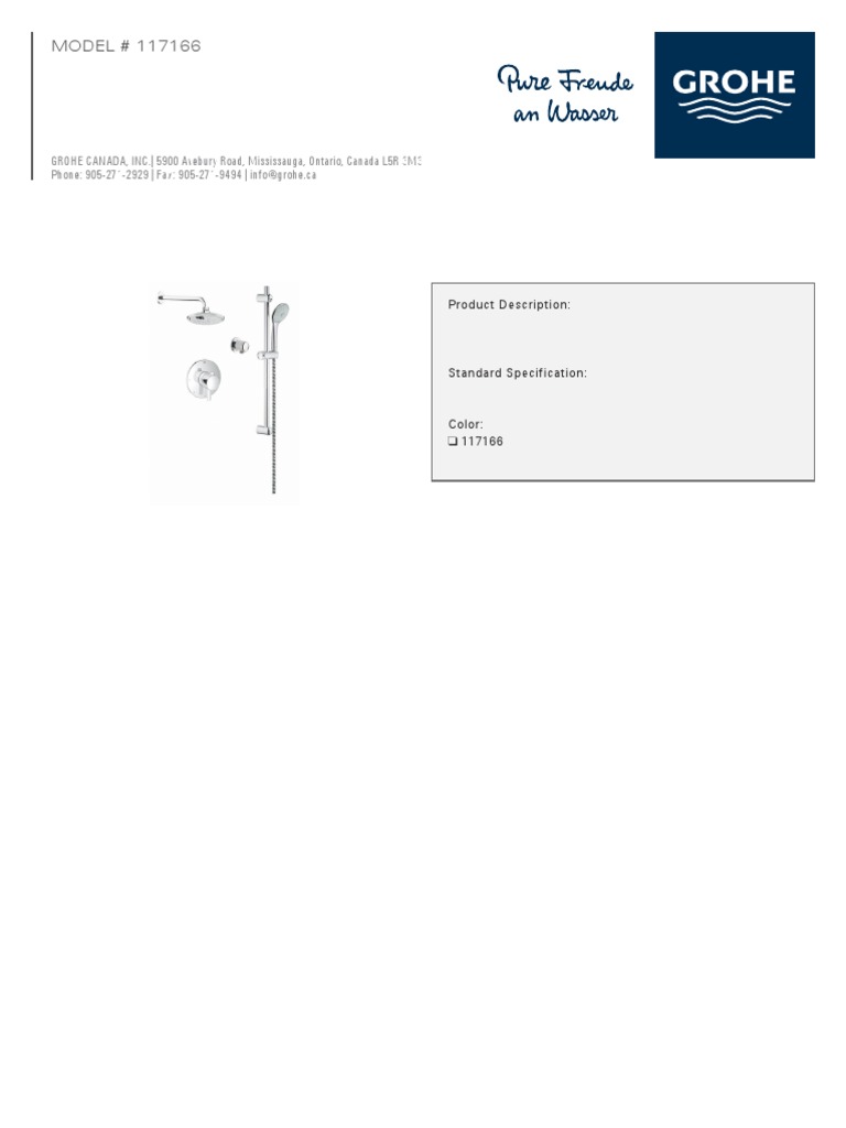 GROHE Specification Sheet 117166