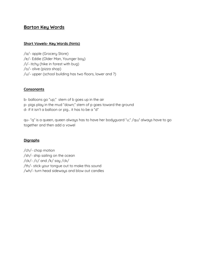 Barton Key Words | PDF | Art