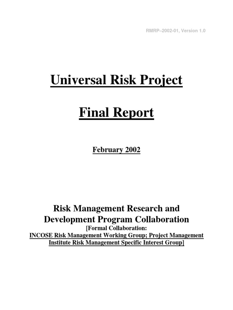 Universal RIsk Project Final Report Feb 2002 | PDF | Risk Management ...