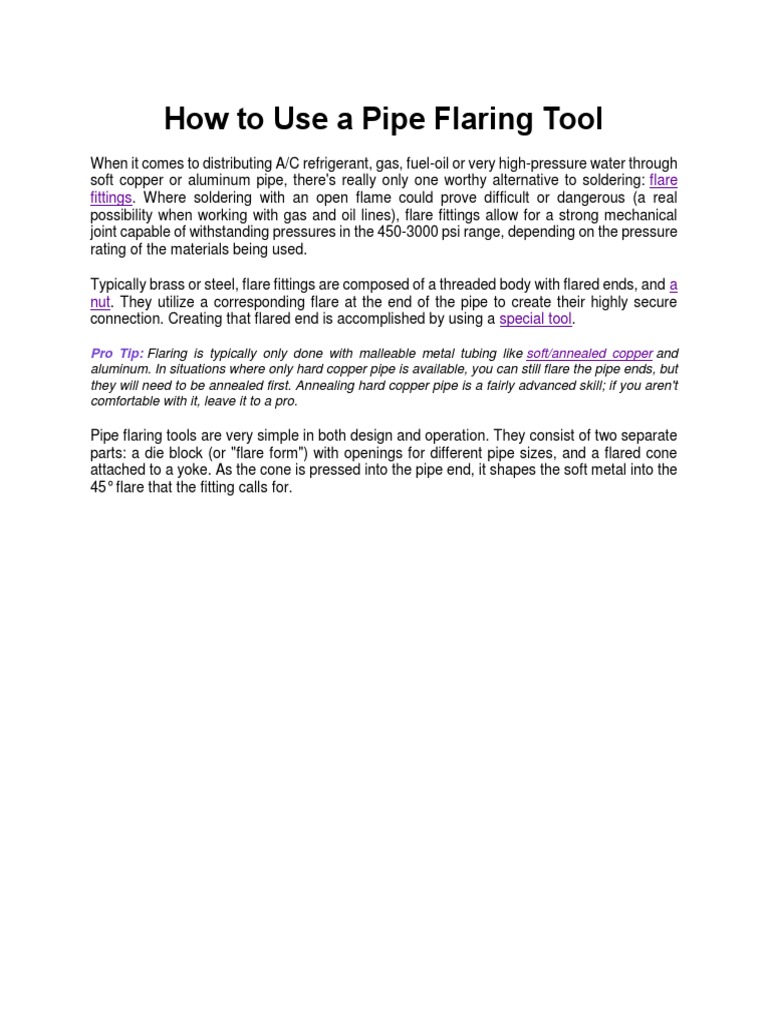 How To Use A Pipe Flaring Tool | PDF | Pipe (Fluid Conveyance ...