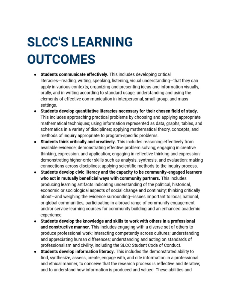 SLCC | PDF | Critical Thinking | Literacy