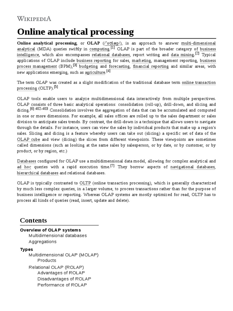 Online Analytical Processing | PDF | Data | Information Technology ...