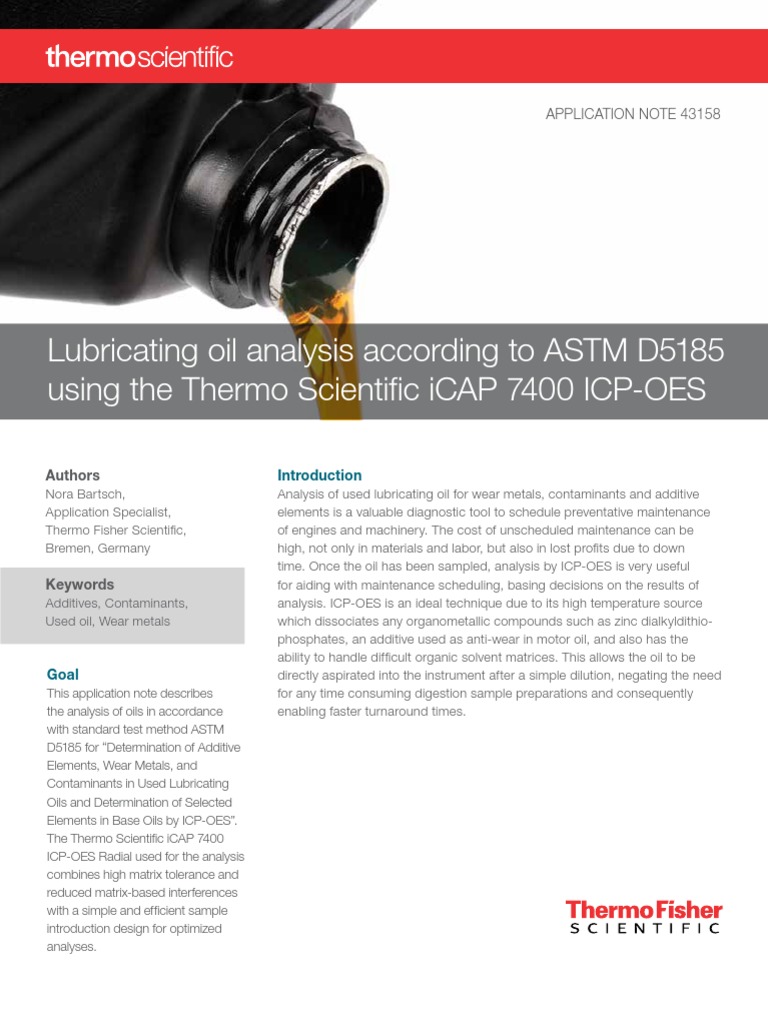 AN 43158 ICP OES Lubricating Oil ASTM D5185 AN43158 EN PDF | PDF ...