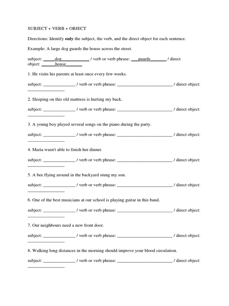 5 Ulum SVO EXERCISE | PDF | Subject (Grammar) | Object (Grammar)