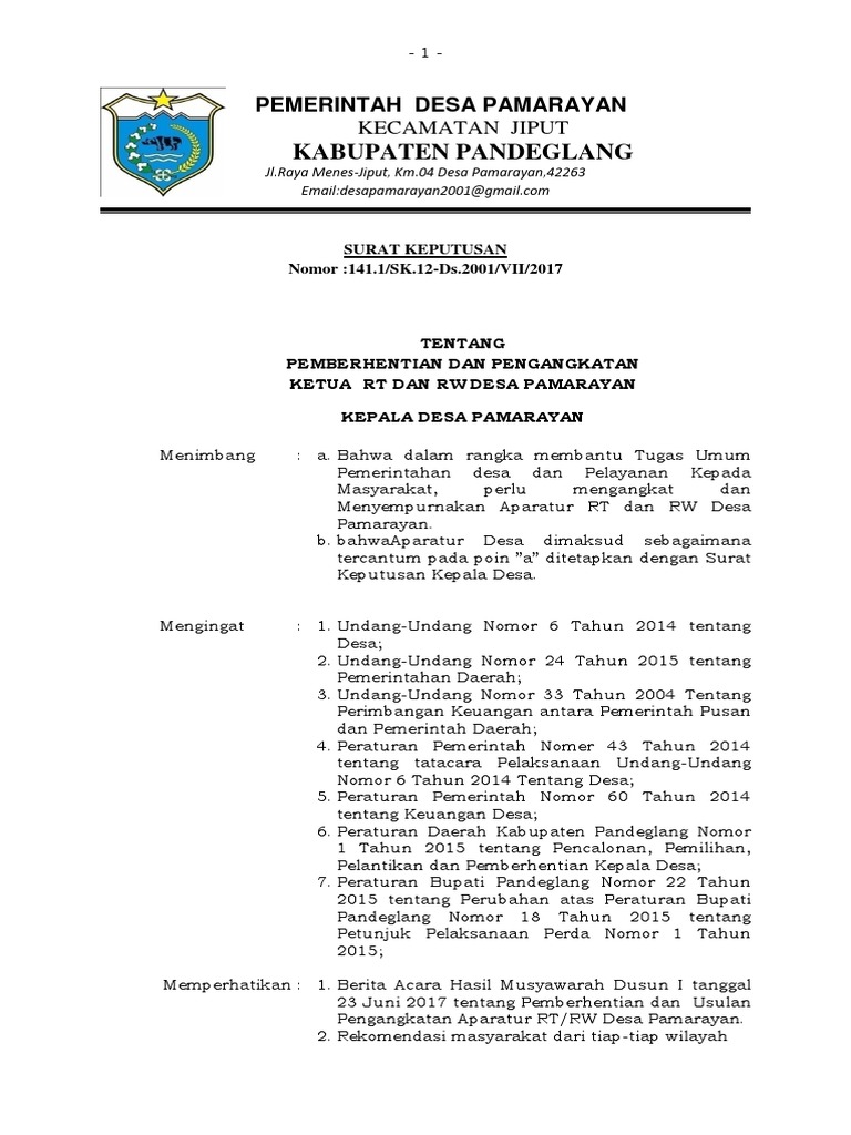 SK RT RW No 12 2017 | PDF