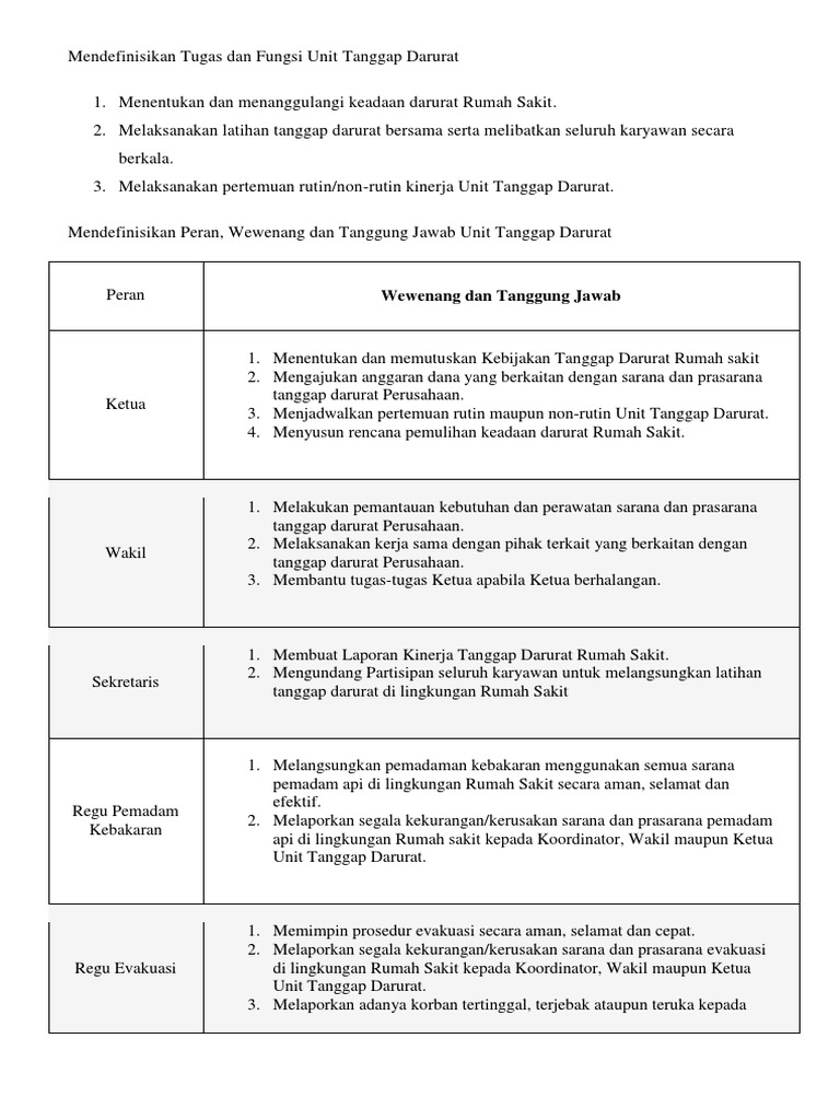TUGAS Dan FUNGSI TIM ERT | PDF