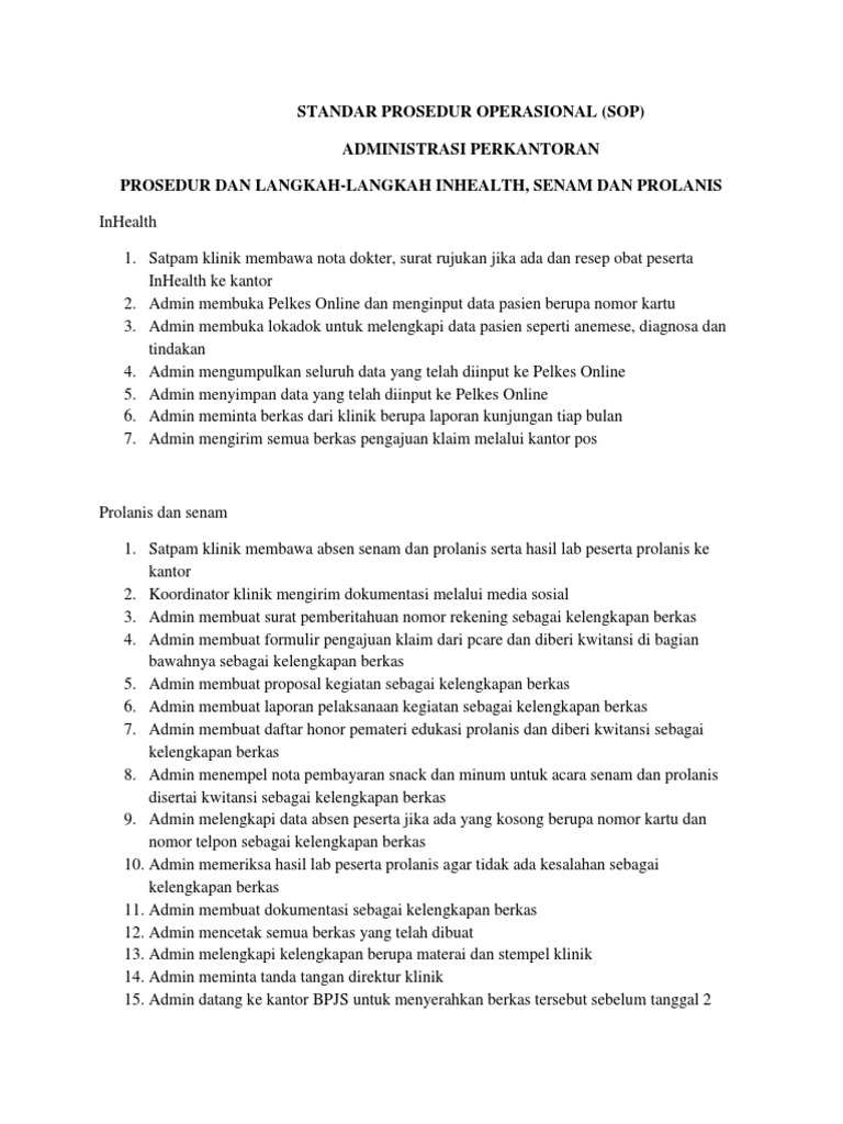 SOP Administrasi Perkantoran IPS | PDF | Karier & Perkembangan