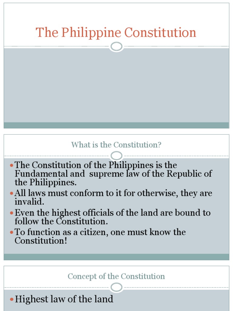 Overview of the Philippine Constitution | PDF | Citizenship | Sovereign ...