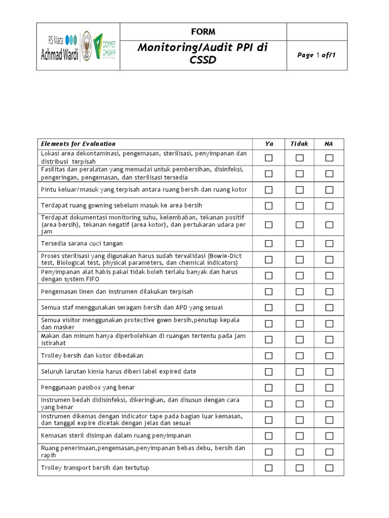 Form Monitoring CSSD | PDF