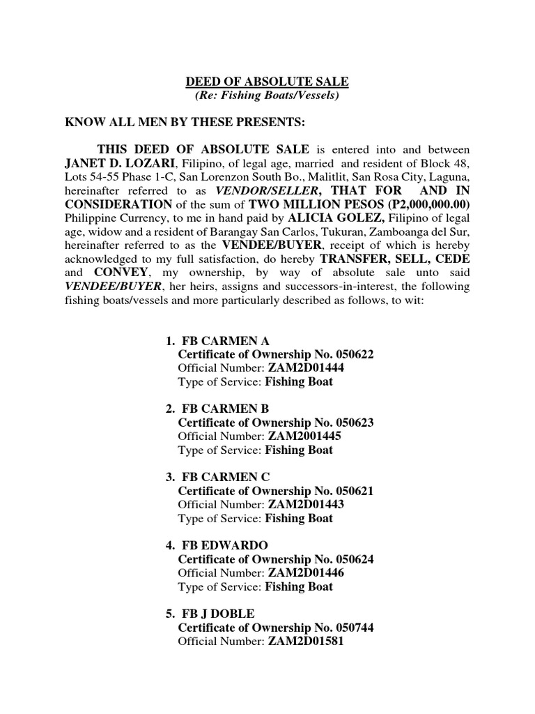 Sale of Vessel | PDF | Property | Civil Law (Common Law)