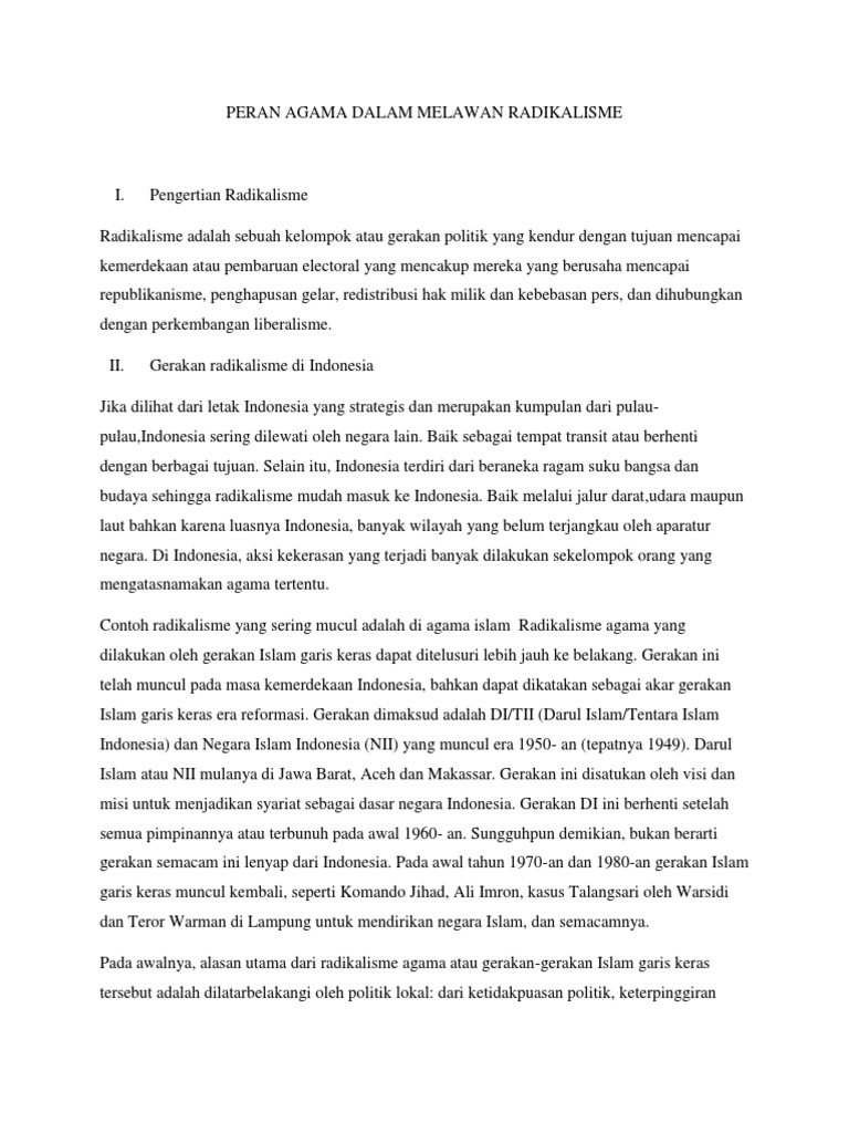 Peran Agama Dalam Melawan Radikalisme | PDF
