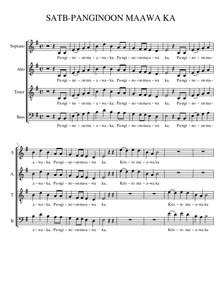 Satb-Panginoon Maawa Ka PDF | PDF | Choral Music | Musical Instruments