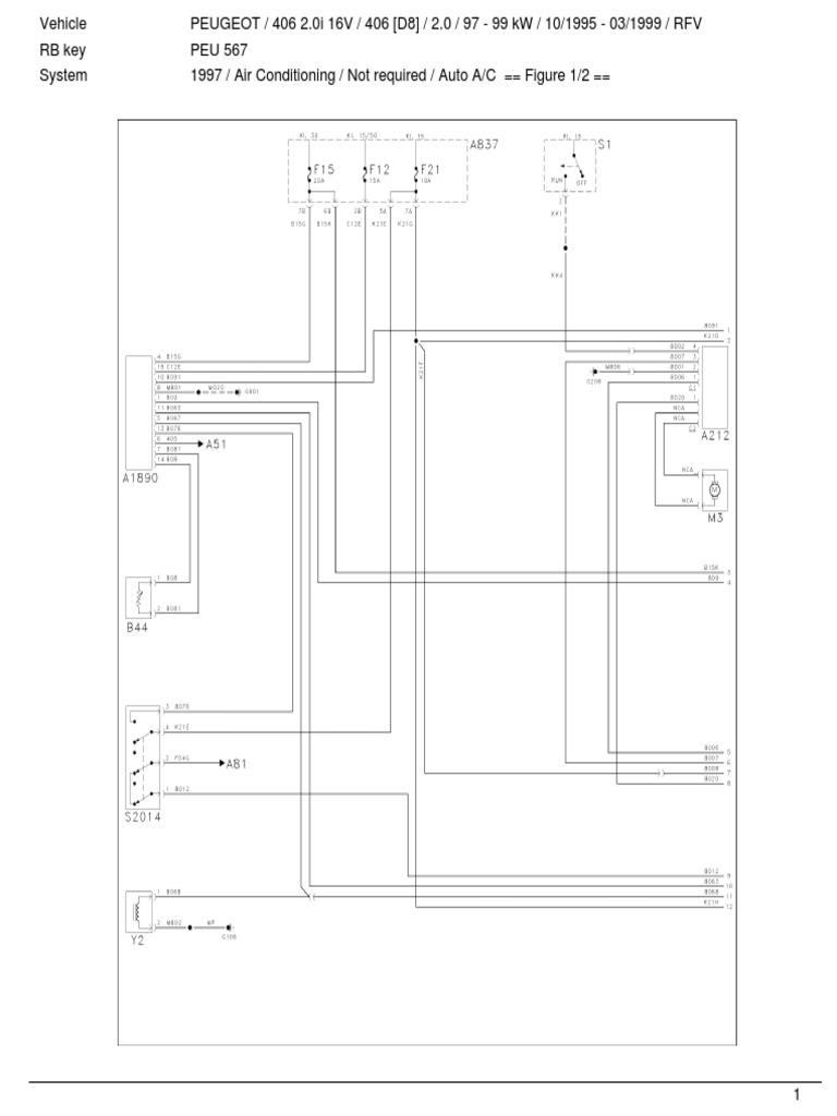 PEUGEOT 406 Air Conditioning Circuit Diagrams | PDF | Air Conditioning ...