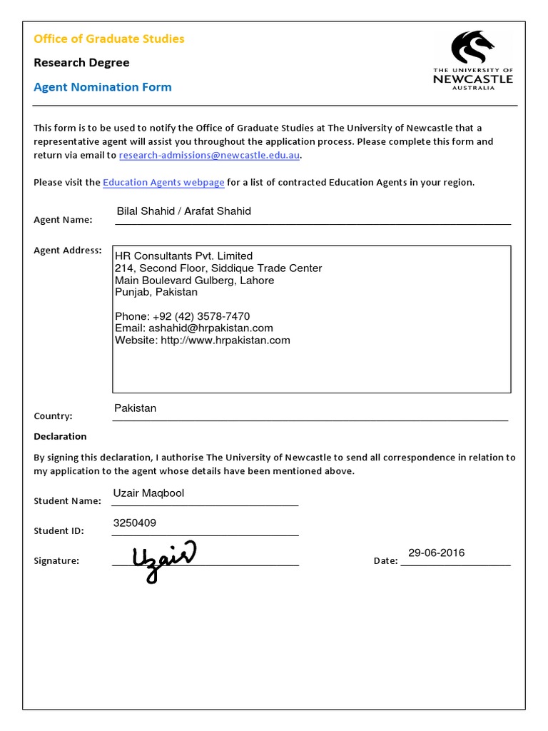 Agent Nomination Form | PDF