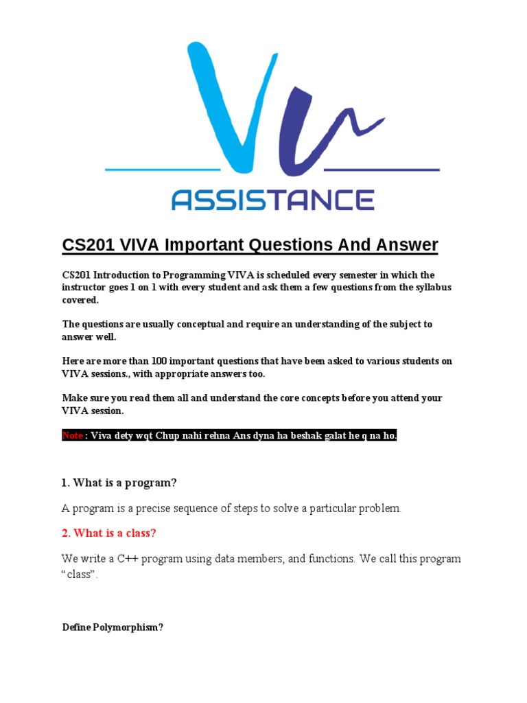 Cs201 Important 202 - Vu Assistance | PDF | C++ | Constructor (Object Oriented Programming)