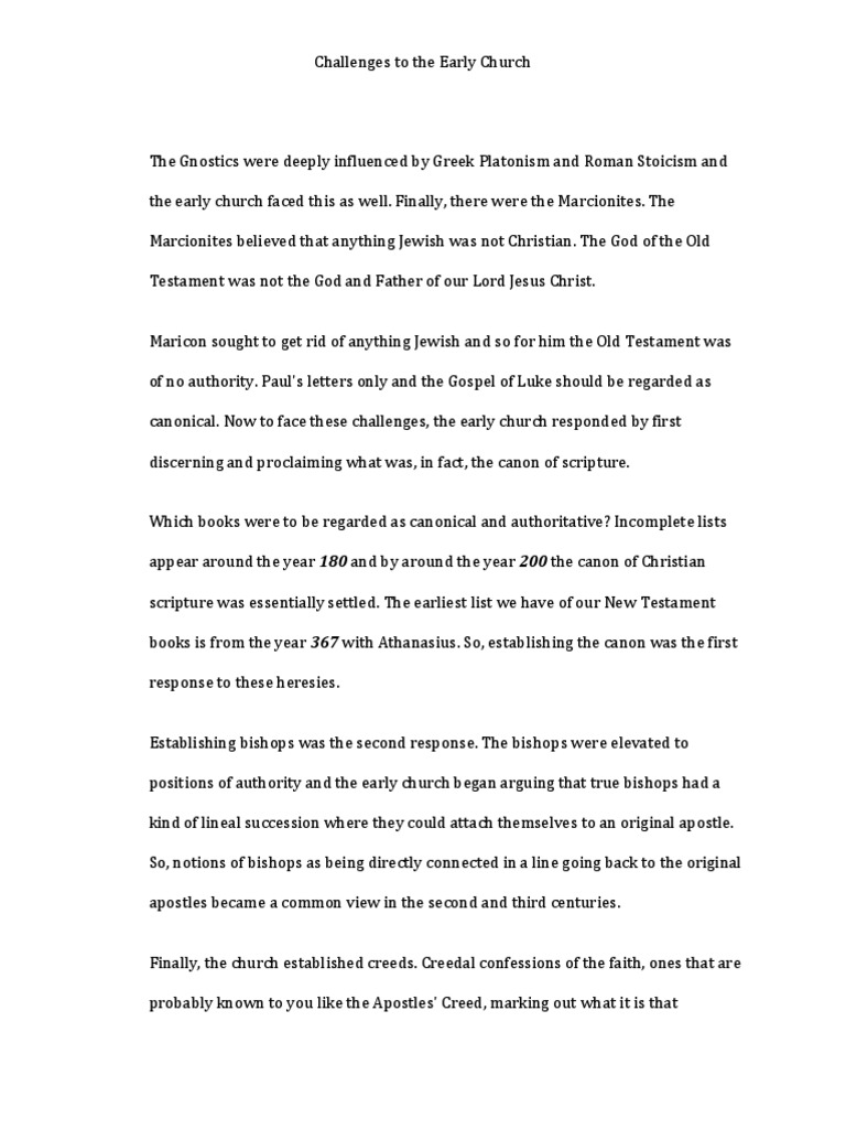 Challenges Faced by the Early Church | PDF | Early Christianity | Creed