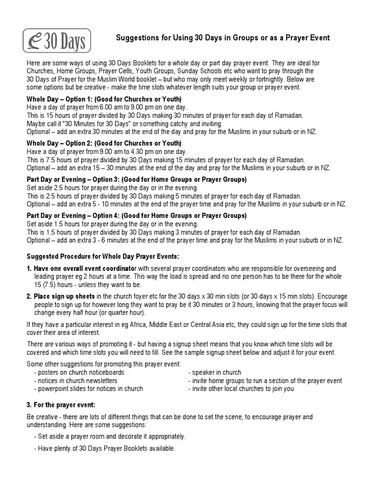 30 Days of Prayer For The Muslim World Ideas | PDF | Prayer | Religious ...