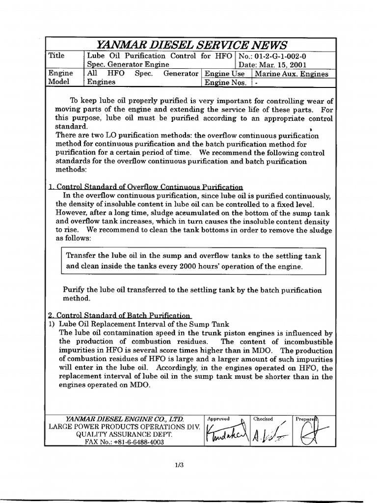 LO Purification Yanmar01-002 | PDF