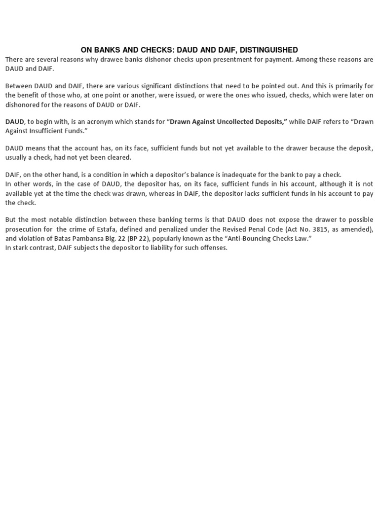 DAUD and DAIF CHECKS | PDF