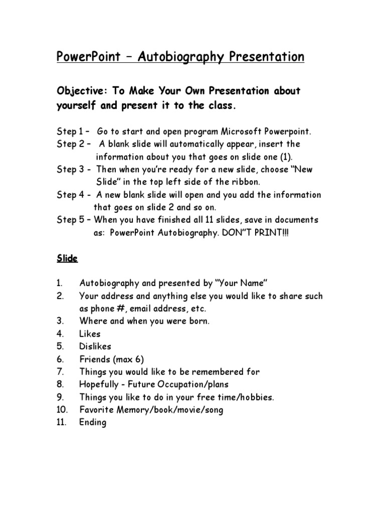 PowerPoint Autobiography | PDF