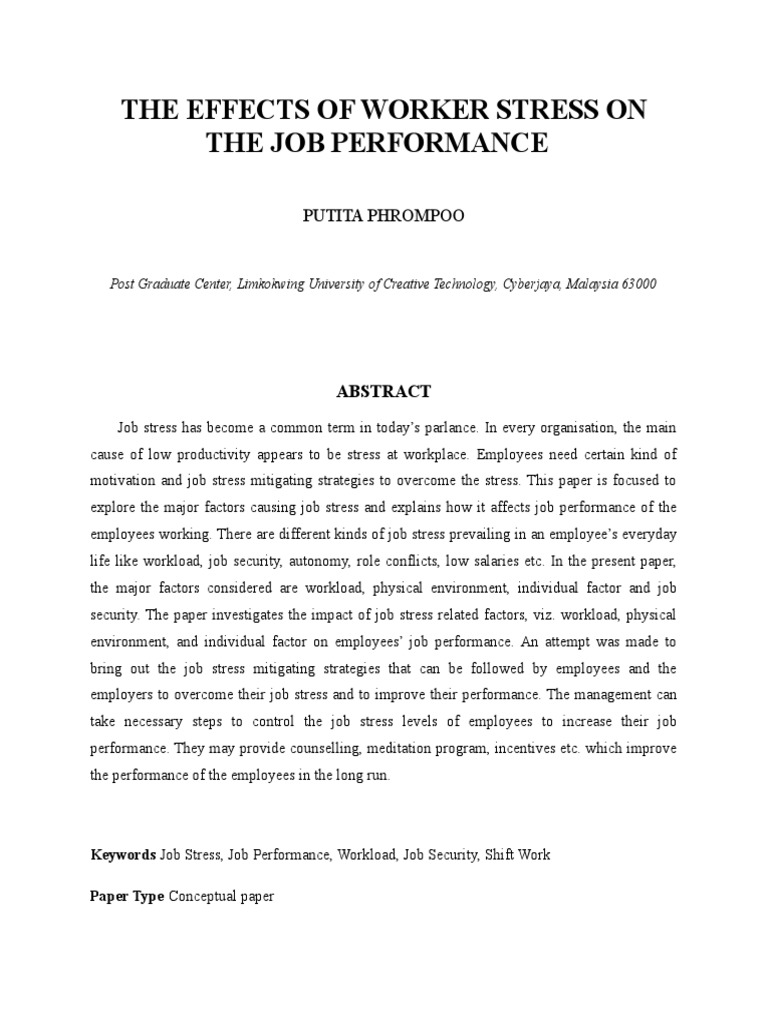 Job Stress Sample 1 | PDF | Occupational Stress | Employment