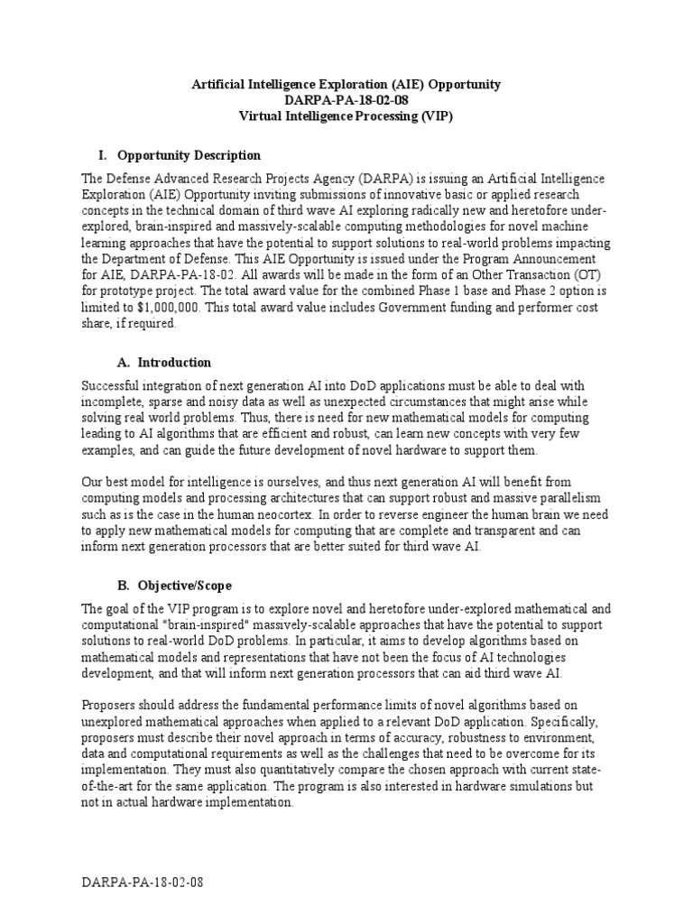 DARPA AI Exploration Proposal Guidelines | PDF | Artificial ...