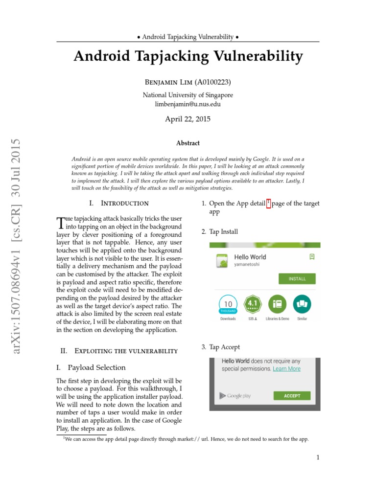 Tapjacking Bug | PDF | Android (Operating System) | Mobile App