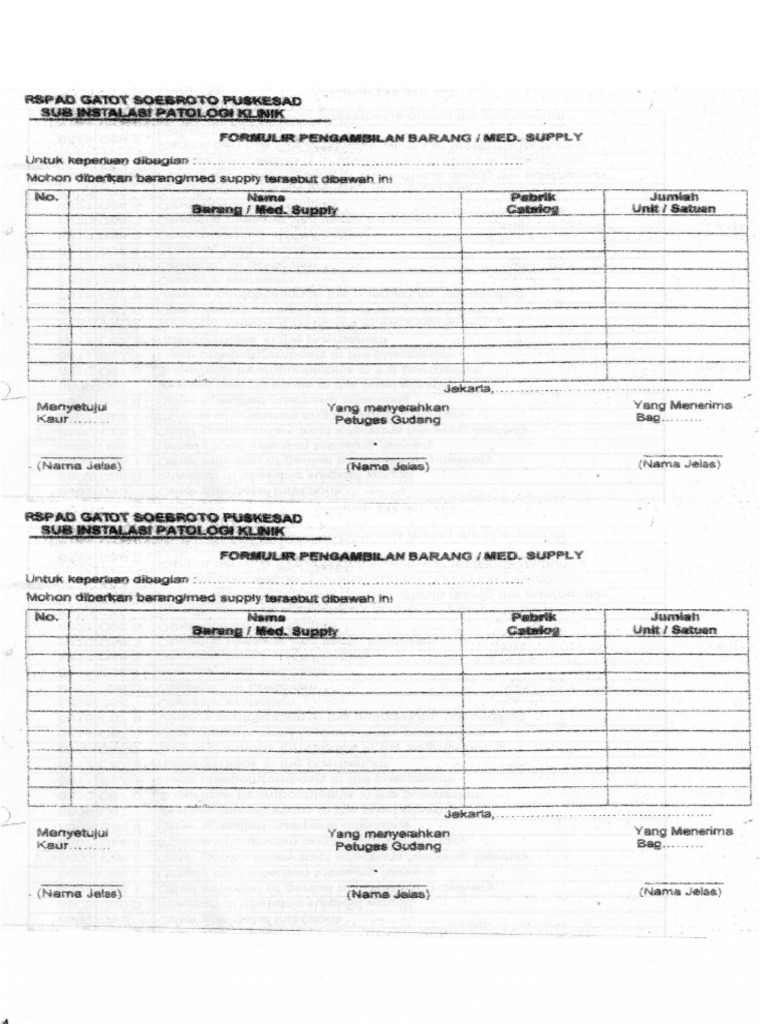 Formulir Pengambilan Barang | PDF