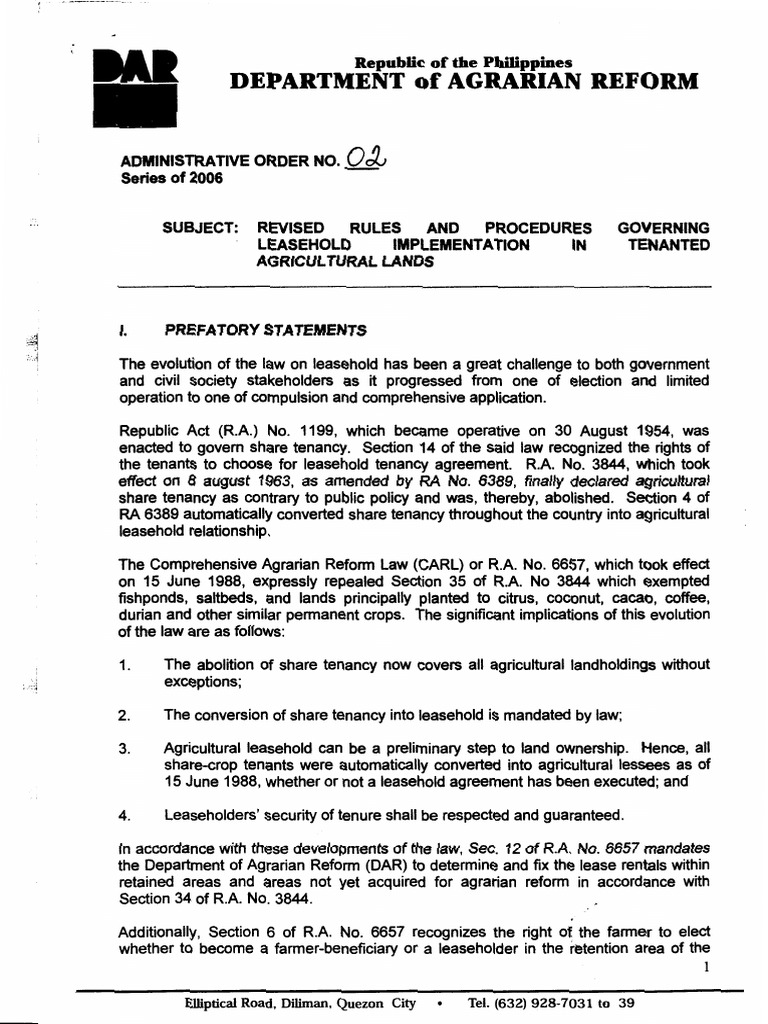DAR Admin Order No. 2 Series of 2006 Unlocked | PDF