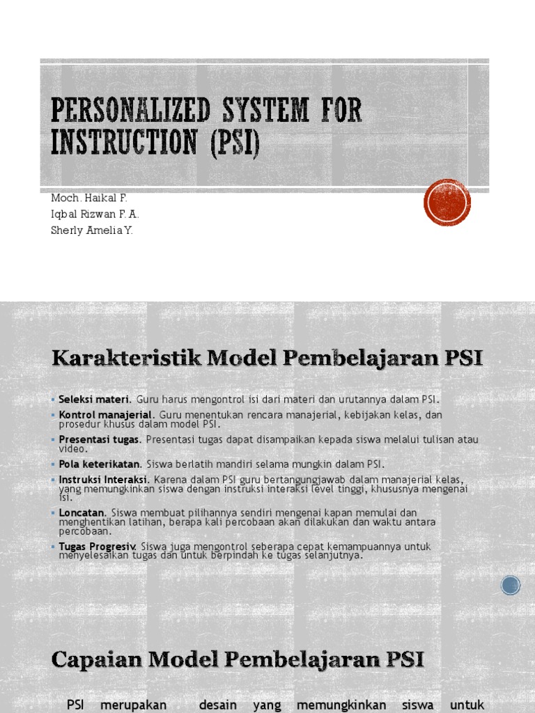 Personalized System For Instruction (Psi) | PDF