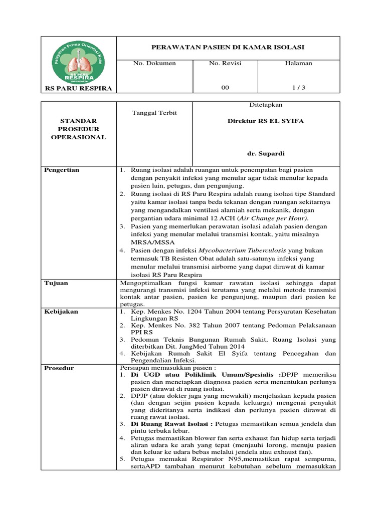 Spo Kamar Isolasi | PDF