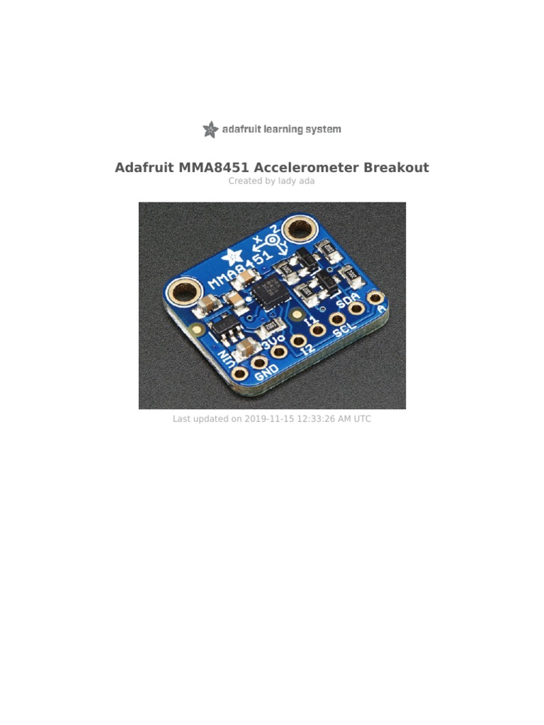 Adafruit Mma8451 Accelerometer Breakout | PDF | Accelerometer | Arduino