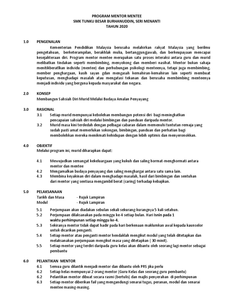 Program Mentor Mentee SMK 2020 | PDF | Karier & Perkembangan
