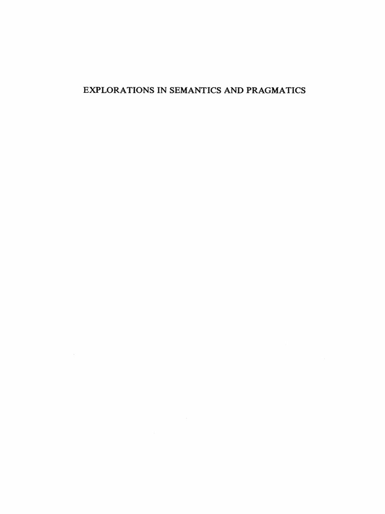 Geoffrey N. Leech - Explorations in Semantics and Pragmatics PDF | PDF | Linguistics | Semantics