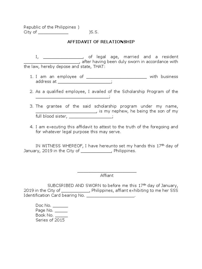 Affidavit of Relationship 1 | PDF