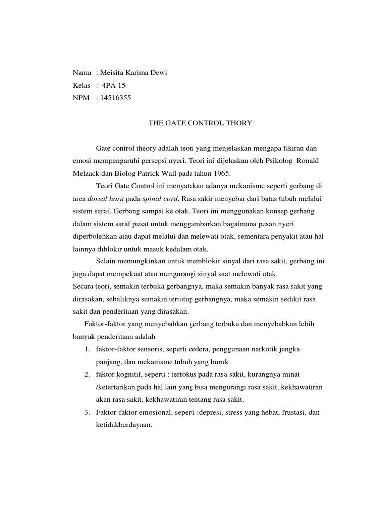 Gate Control Theory | PDF