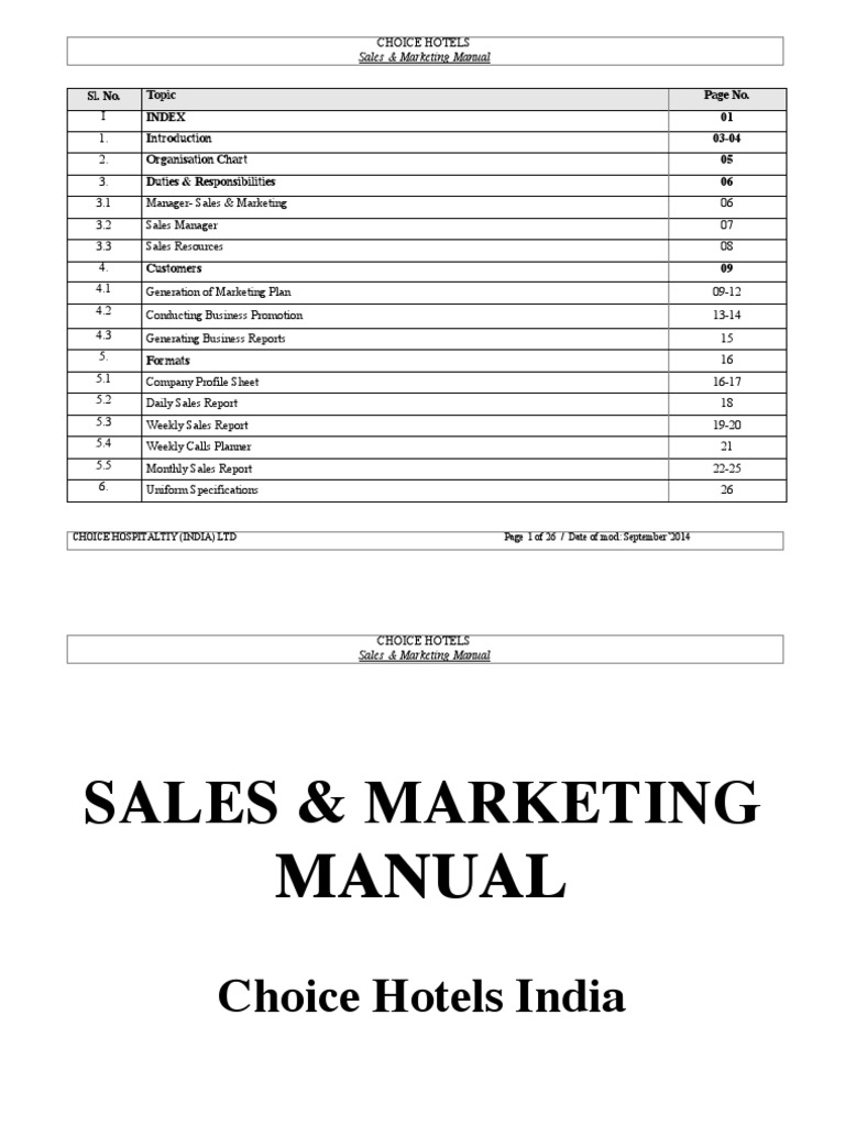 Sales & Marketing SOP Hotel | PDF | Marketing | Sales