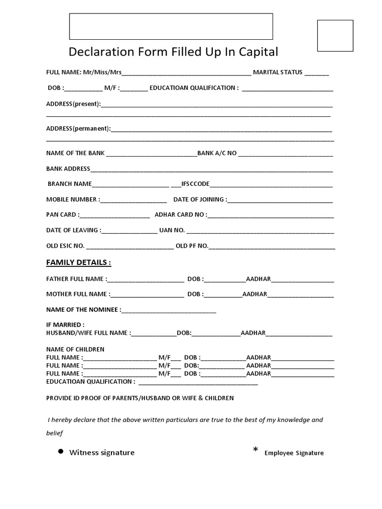 Declaration Form Filled Up in Capital | PDF | Career & Growth