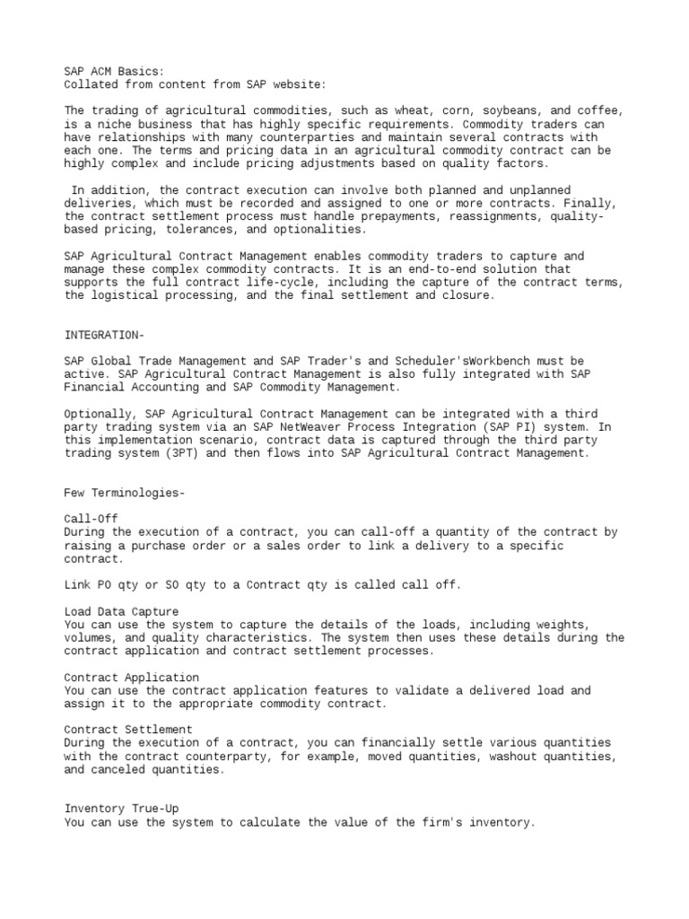 SAP ACM Basics | PDF | Futures Contract | Pricing