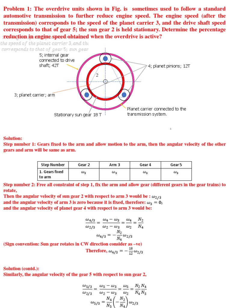 Problem and Solution On Gear Train | PDF | Transmission (Mechanics) | Gear