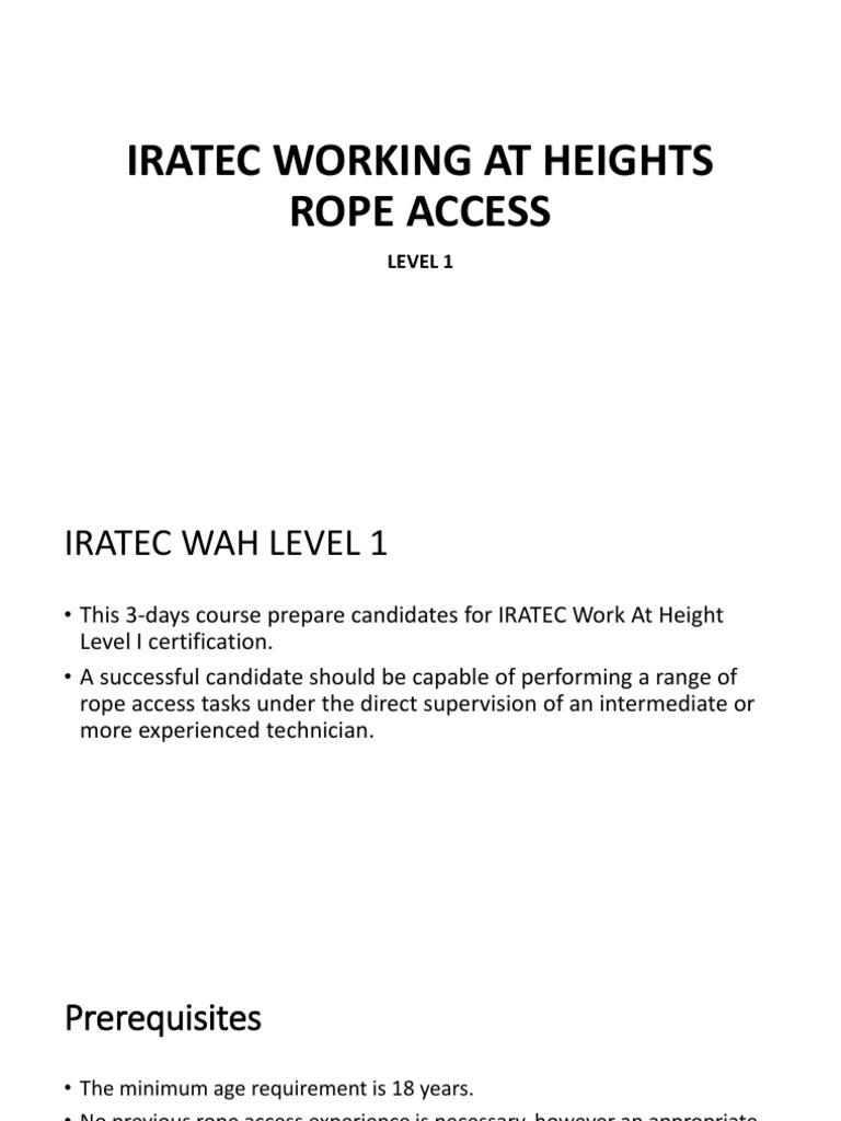 Rope Access LEVEL 1 InTR0 | PDF | Occupational Safety And Health ...