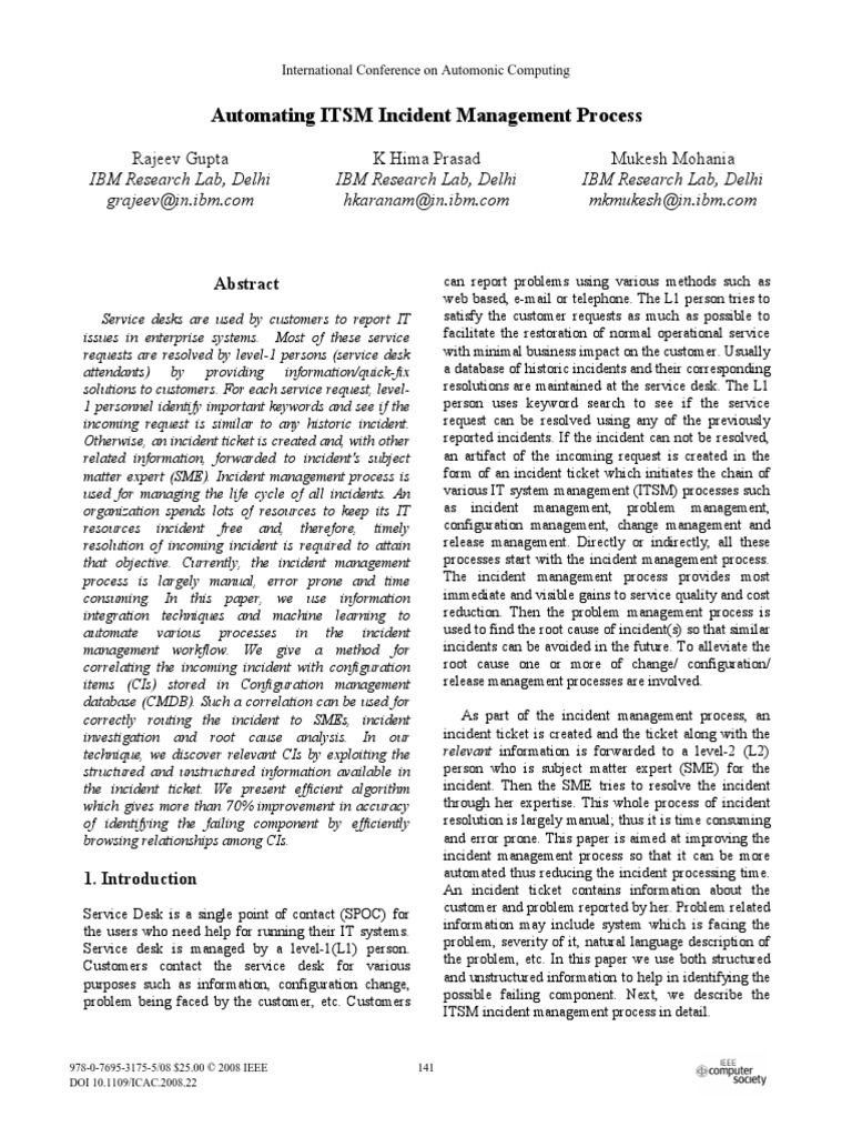 Automating ITSM Incident Management Process (6981) | PDF | Object Oriented Programming | Databases
