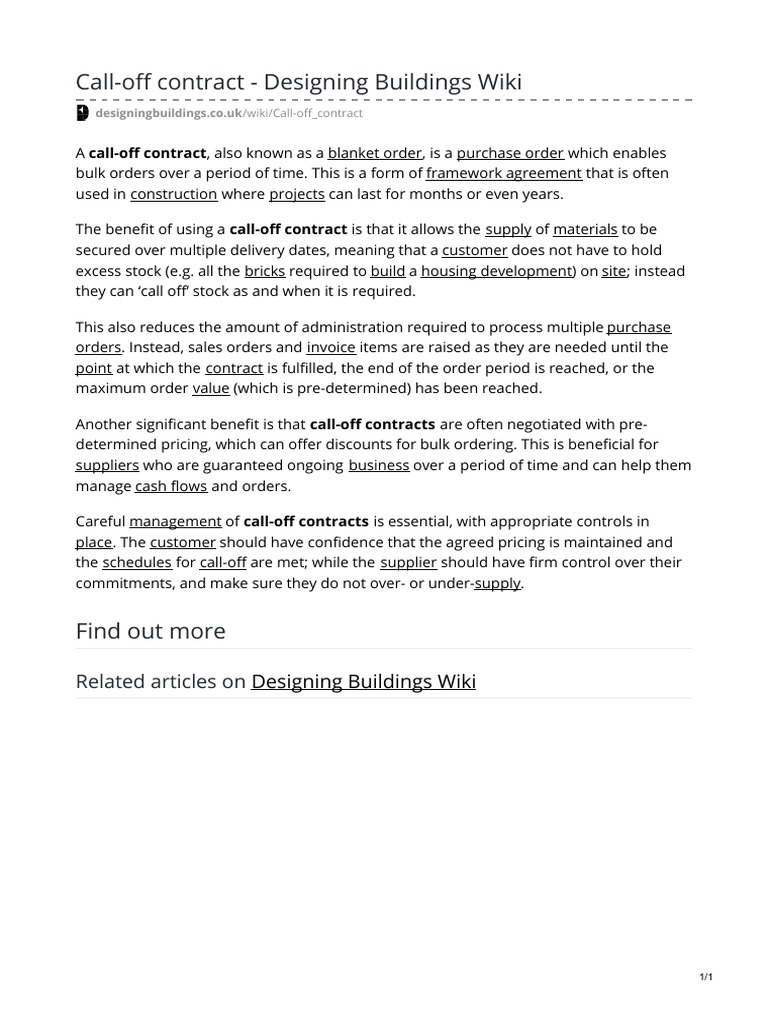 Call-Off Contract | PDF