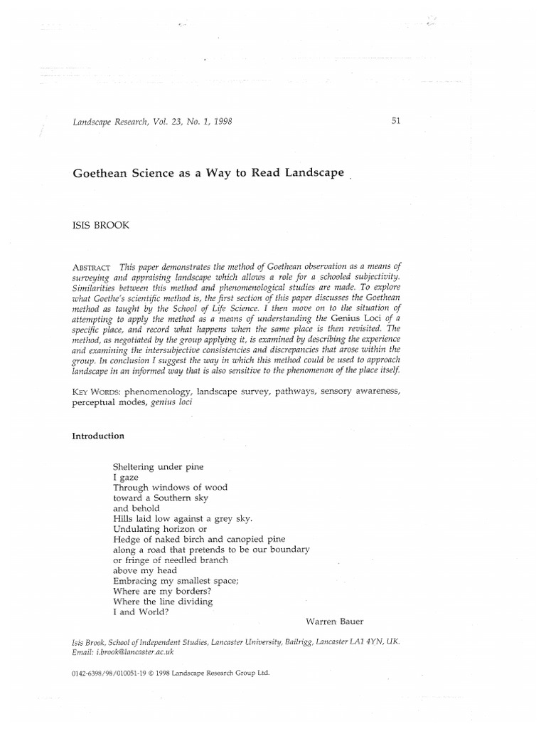 Goethean Science As A Way To Read Lands | PDF