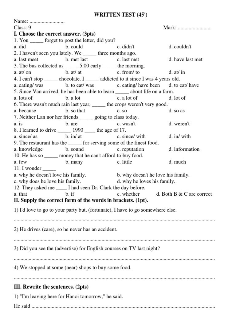 Written Test | PDF | English Language | Internet