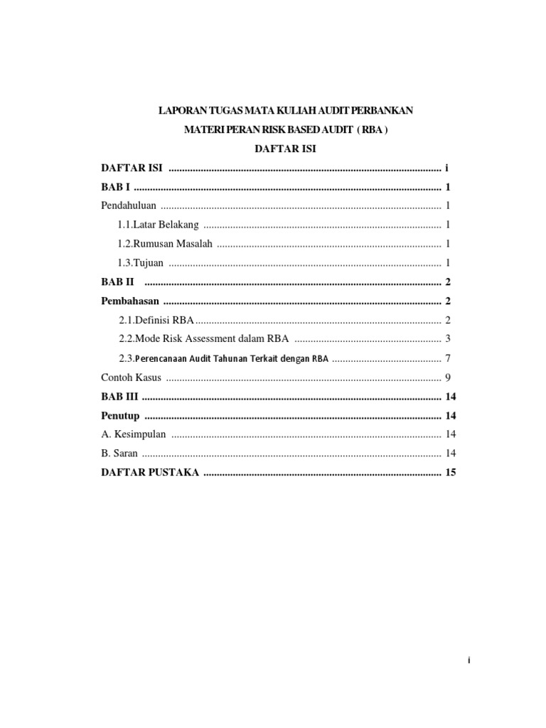 Peran Risk Based Audit (Rba) | PDF