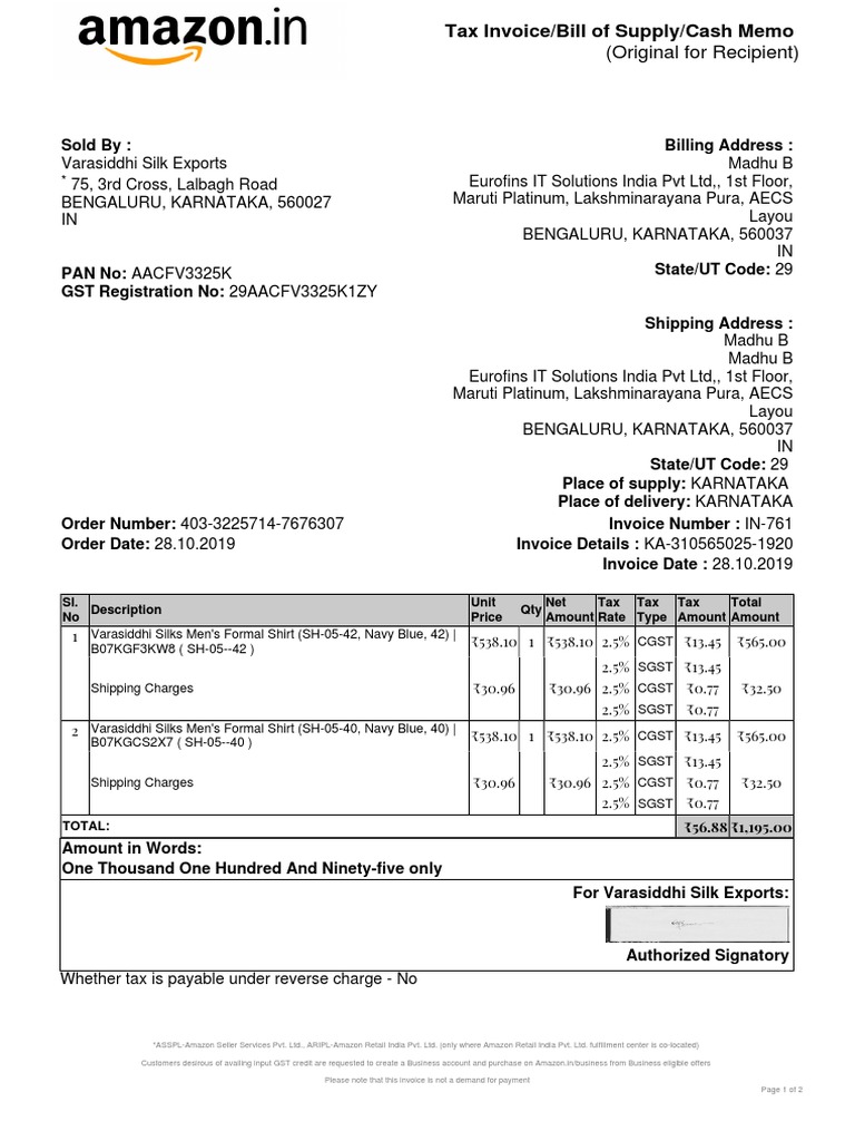 Amazon Invoice PDF | Download Free PDF | Invoice | Government Finances